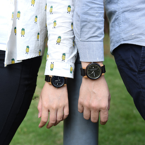 DODO DEER Black Sandal Wood Couple Watches for men and women – DODO ...